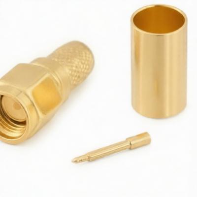 China Gold plated SMA male connector L-com LCCN3168 supports crimp solder attachment and 240 series coaxial cables for sale