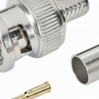 China RG59 Coaxial Cable 75 Ohm BNC Crimp Connector L-com BAC028 with Nickel Plated Finish for sale