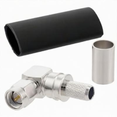 China SMA Male Right Angle Connector L-com EZ-240-SM-RA-X-LC for Crimp Attachment on LMR-240 Coaxial Cables for sale