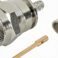 China Type F Crimp Male Connector Compatible with RG179U RG187AU Cables Featuring PTFE Insulator L-com BAC538 for sale