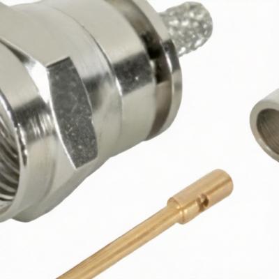 China Type F Crimp Male Connector Compatible with RG179U RG187AU Cables Featuring PTFE Insulator L-com BAC538 for sale