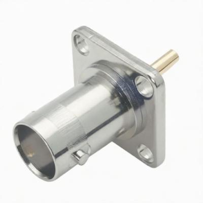 China Solder Cup Terminal L-com BAC260 Receptacle BNC F Panel Mount 50 Ohm Brass Body Nickel Plated Finish for sale