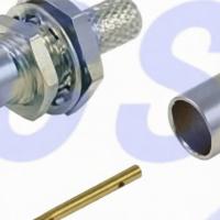 China QMA Jack Bulkhead Crimp Coaxial Connector Compatible with RG58 LMR195 Cables L-com AQJ-3700 Offers DC to 6 GHz Frequency Range for sale