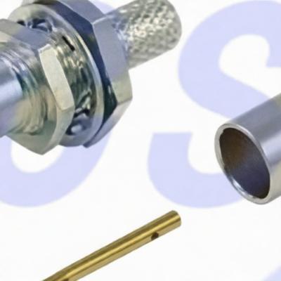 China QMA Jack Bulkhead Crimp Coaxial Connector Compatible with RG58 LMR195 Cables L-com AQJ-3700 Offers DC to 6 GHz Frequency Range for sale