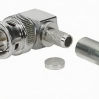 China Durable Right Angle BNC Plug Connector L-com BAC543 Featuring Brass Body and Gold Plated Contact Pin for sale