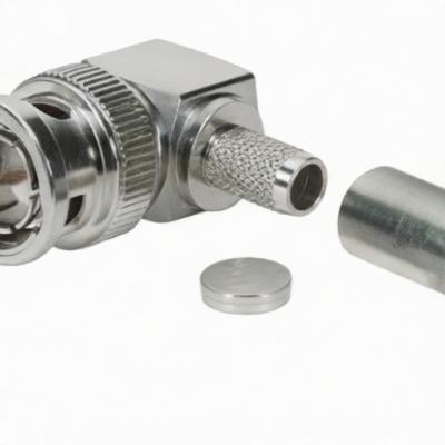 China Durable Right Angle BNC Plug Connector L-com BAC543 Featuring Brass Body and Gold Plated Contact Pin for sale