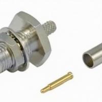 China RP SMA Jack Bulkhead Crimp Connector L-com ARSJ-3100 Nickel Finish for LMR100 RG174 316 Coaxial Cable for sale
