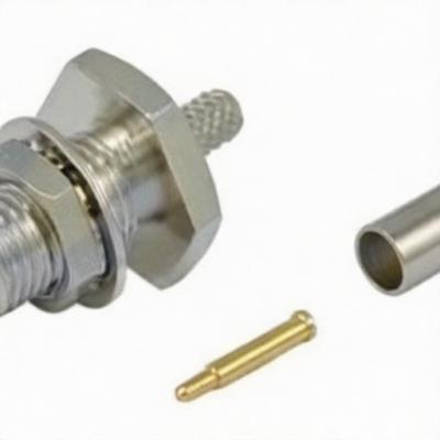China RP SMA Jack Bulkhead Crimp Connector L-com ARSJ-3100 Nickel Finish for LMR100 RG174 316 Coaxial Cable for sale