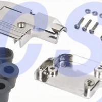 China L com SDRA15AG metal right angle d subminiature hood with nickel plated finish and strain relief grommets for sale