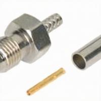 China RG174 cable compatible SMA jack crimp connector L-com BAC05A with brass body and ferrule nickel plating for sale