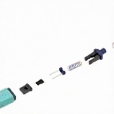 China 12 fiber MPO male connector low loss aqua color 3.0mm multimode fiber with dust cap included L-com FOC-MPMMM1230-AQ0P0 for sale