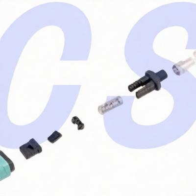 China MPO Female Fiber Optic Connector 12 Fiber Count 3.0mm MMF Cable Aqua Color L-com FOC-MPFMM1230-AQ000 for sale