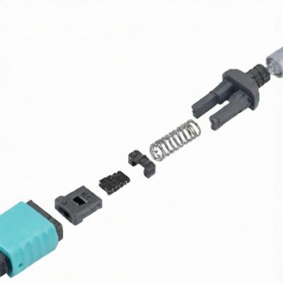 China 12 fiber female mpo connector low loss short boot aqua multimode fiber 4.0mm connector body L-com FOC-MPFMM1230-AQSP0 for sale