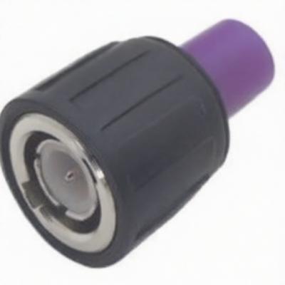 China Coaxial BNC Plug L com BIF7M with 75 Ohm Resistance Black PVC Insulation and Purple Color Coded Cap for sale