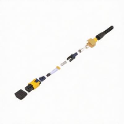 China MPO Connector Body Yellow SM Low Loss Ferrule Push Pull Boot L-com FOC-MPMSM1230-YLPP0 12 Fiber Single Mode for sale