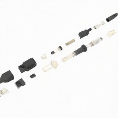 China MPO Male Connector Body Black MPO Guide Pin 12 Fiber 4.0mm MMF L-com FOC-MPMMM1230-BKS00 with Dust Cap for sale