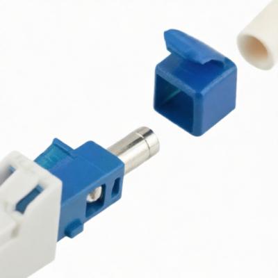 China Blue LC simplex fiber optic connector 09mm single mode unibody design L-com FOC-LCSM0109-BL0U0 connection for sale