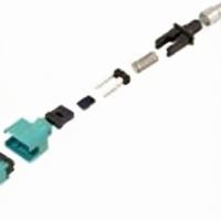 China 12 fiber MPO male connector aqua pull boot for multimode 3.0mm fiber optic cable L-com FOC-MPMMM1230-AQP00 for sale