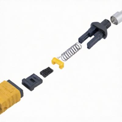 China Mpo female connector low loss short boot 12 fiber single mode fiber L-com FOC-MPFSM1230-YLSP0 design for sale