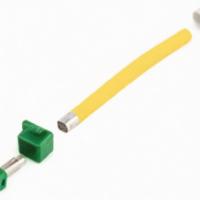 China Single Mode 20mm Fiber Optic Connector Simplex LC APC Green Boot L com FOC LCASM0120 GR0U0 Unibody Style for sale