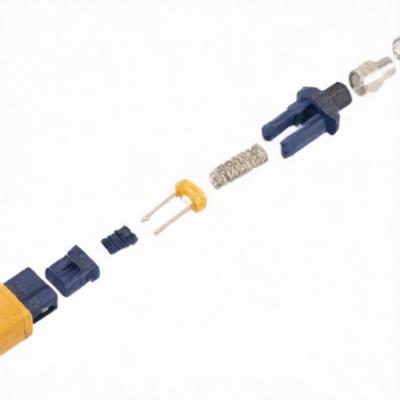China MPO Male Connector 12 Fiber Single Mode 3.0mm Cable Low Loss Dust Cap L-com FOC-MPMSM1230-YL0P0 Fiber Optic Connector for sale