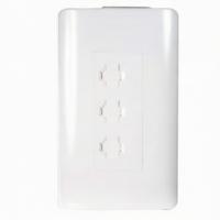 China Triple RJ45 Wall Plate Projection L-com MWP403K-WT White ABS Thermoplastic Flame Retardant Material for sale