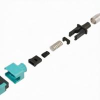 China Fiber Optic MPO Female Connector 12 Fiber 3.0mm Multimode Aqua Color Push Pull Boot L-com FOC-MPFMM1230-AQP00 Connection for sale