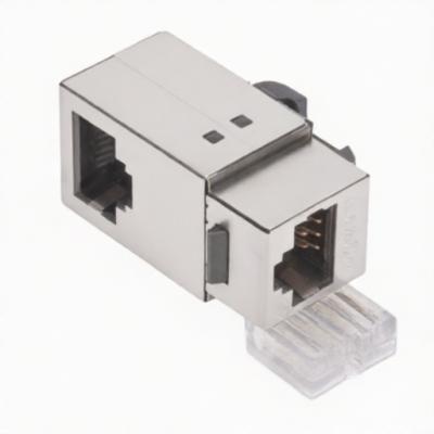 China Shielded RJ45 F F Cat5e Right Angle Adapter L com TDG1026KCS R5E for Telecommunications Applications for sale