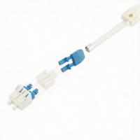 China Blue UNIBOOT LC Duplex Connector 2.0mm Single Mode Fiber L-com FOC-LCSM0220-0U0R with Dual Dust Caps for sale