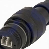 China IP68 Rated In Line Coupler L com RLRM121LP01A Duplex Fiber Optic Connector With Dust Cap Beige Color for sale