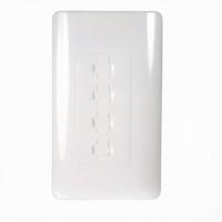 China 4.7 by 2.8 Inches Quad RJ45 Wall Plate Projection in White ABS High Impact Thermoplastic L-com MWP404K-WT Model for sale