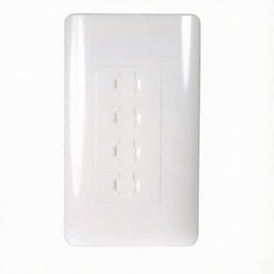 China 4.7 by 2.8 Inches Quad RJ45 Wall Plate Projection in White ABS High Impact Thermoplastic L-com MWP404K-WT Model for sale