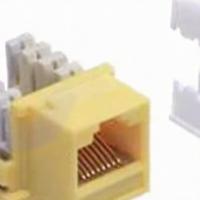 China Category 6 RJ45 110 Projection Jack L-com MJS110C6-YL with 110 Punchdown Terminals and RoHS Compliance for sale