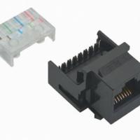 China 8x8 Keystone IDC Jack Connector L-com EC1107B-8C with Black Thermoplastic Housing and IDC Terminals for sale