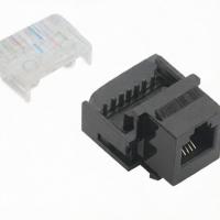 China RJ11 6x4 Keystone IDC Jack L-com EC1107B-4C with Gold Plated Contacts and Black Thermoplastic Housing for sale