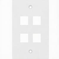 China Four Port Keystone Jack Wall Plate White ABS Plastic L-com MWP104K-WT with Mounting Screws Included for sale