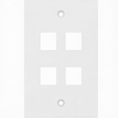 China Four Port Keystone Jack Wall Plate White ABS Plastic L-com MWP104K-WT with Mounting Screws Included for sale