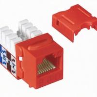 China Red Category 6 RJ45 110 Projection Jack with 24 to 26 AWG Conductor Size L-com MJS110C6-RED ABS Housing for sale