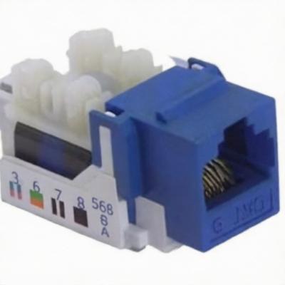 China Category 6 Keystone 110 RJ45 Connector Panel Mount Cable Tie Slot L com UJ110C6 BLU Durable Modular for sale