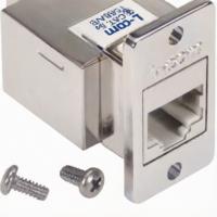 China Flange Mount Shielded Cat 5e RJ45 Keystone Jack with Cable Strain Relief L-com ECF110C5E-S Telecom Connector for sale