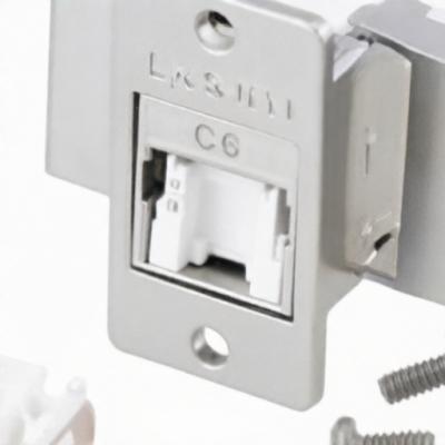 China Durable Shielded Cat 6 Keystone Adapter Flange Mounted L-com ECFRJTLC6S-POE with Nickel Plate Finish for sale