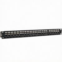 China 24 Port 1U Rack Panel Featuring L-com PR175-SR6-24-CM Shielded Right Angle CAT 6 RJ45 Couplers for sale
