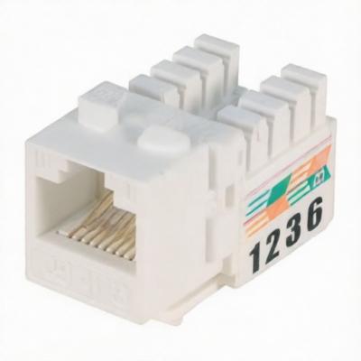 China Category 6 RJ45 110 Connector White UL94V-0 Thermoplastic Housing L-com RJE110C690-PK For Solid Wire for sale