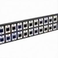 China 19 Inch 2U Rack Mount Panel with 32 Port Capacity and L-com PR35F504B-C6A Cat6A RJ45 Panel Couplers for sale