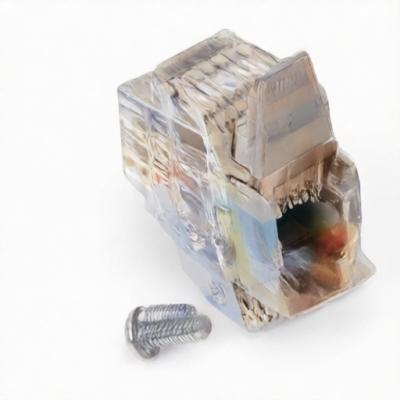 China Telecommunication grade Category 5e RJ45 Keystone Jack L-com ECF110C5E-IV with flange adaptor and 110 punch down terminals for sale