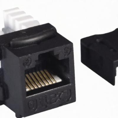 China RJ45 110 Punchdown Projection Jack Category 6 L-com MJS110C6-BLK ABS Housing Supports 24 to 26 AWG Conductors for sale