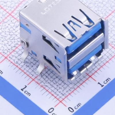 China Double USB 3 0 A Type Female Connector LOTES AUSB0289-K001C Offering Performance in USB Applications for sale
