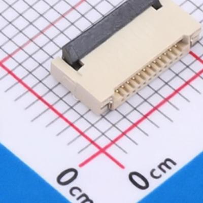 China Connector with 0.5mm Pitch and 2.0mm Height Megastar ZX-0.5FPC-2H-HFJ12P Back Flip Gold Plated Type for sale