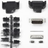 China connectivity MH CONNECTORS MHD45PPK15-DB15P-K connector with black PBT plastic and nickel plated shell finish for sale