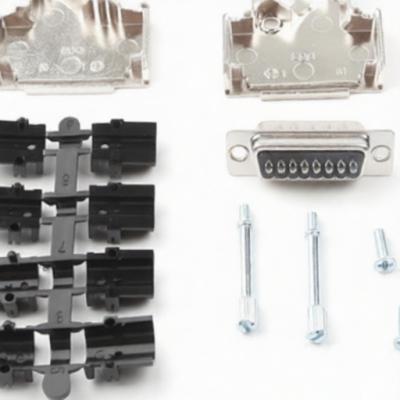 China Black plastic 15 pin connector MH CONNECTORS MHD45ZK15-DB15P-K with brass tin gold plated terminals for sale